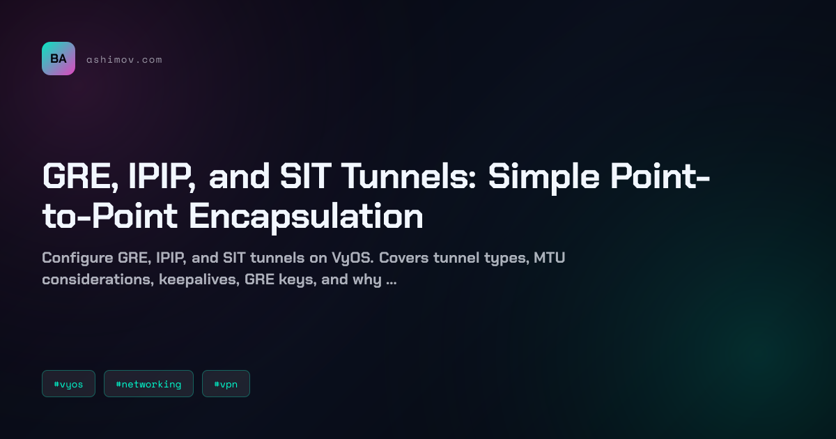 GRE, IPIP, and SIT Tunnels: Simple Point-to-Point Encapsulation - Berik ...